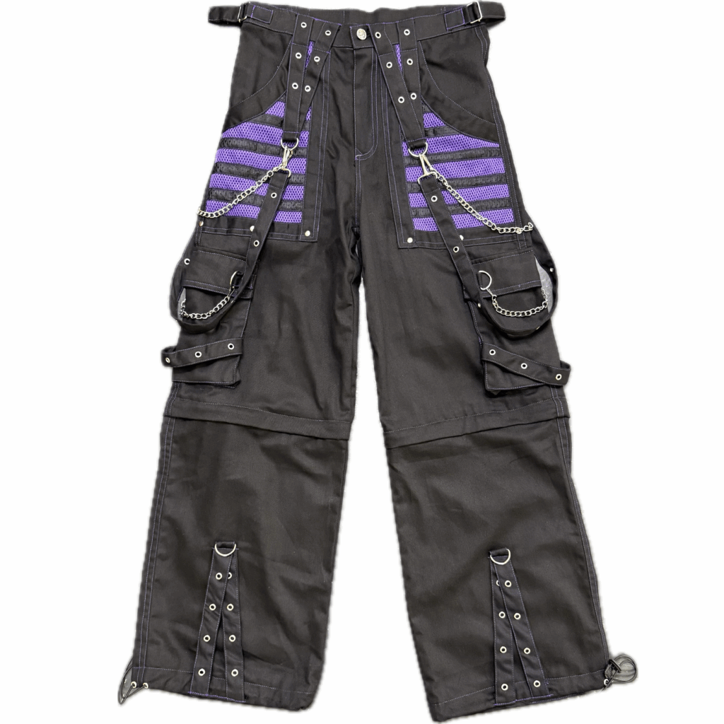 Cyber Goth Pants Black / Purple Mesh - De Popshop